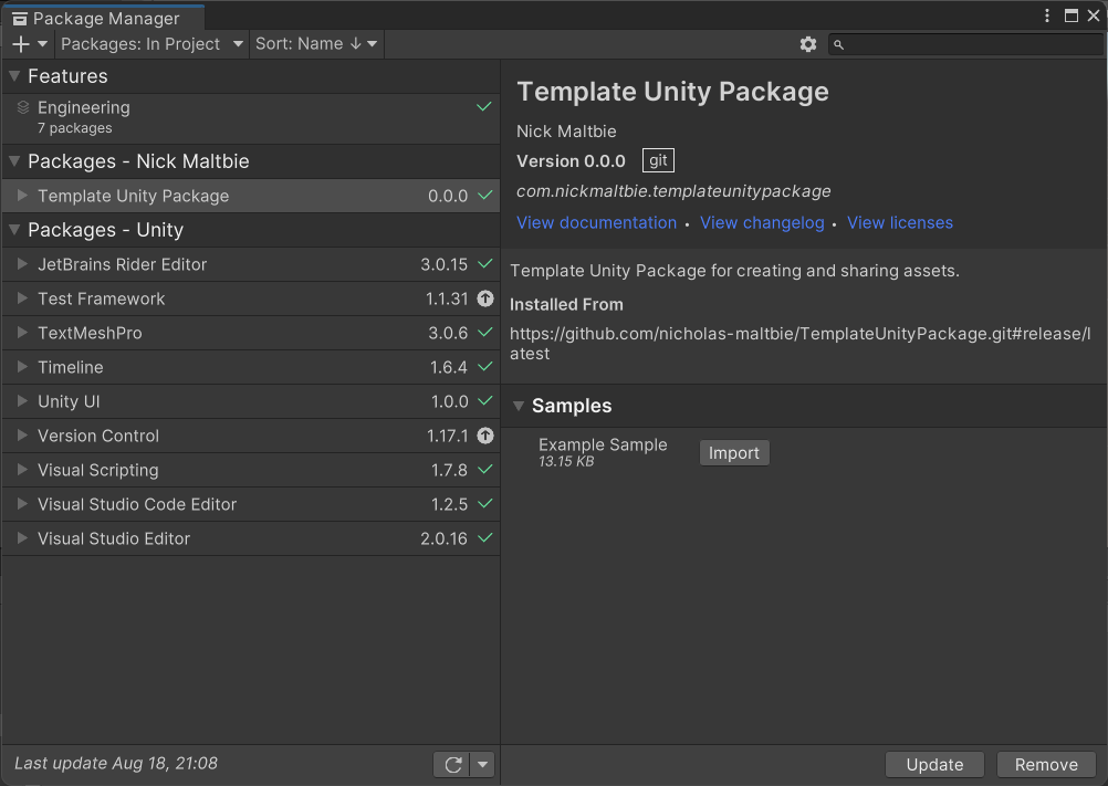 Template Unity Package Template Unity Package Documentation